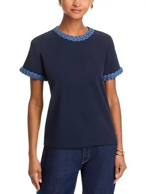 Cinq À Sept Denim Braided Tee - Navy