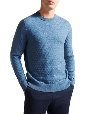 Ted Baker London Textured Stitch Crewneck Sweater Teal