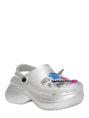 Balenciaga X Crocs Platform Clogs - Silver Metallic