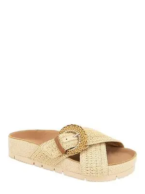 KENNETH COLE Louisa Slide Sandals - Natural Raffia