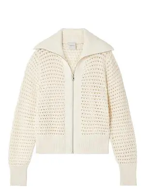 Varley Eloise Pointelle-knit Cotton Cardigan - Neutrals