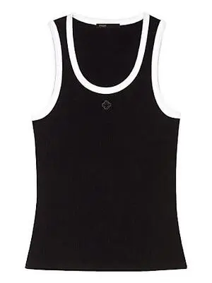 Maje Contrast-trim Ribbed Tank Top - Bicolore