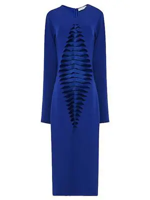 LEEM Laser-cut Fitted Stretch-woven Midi Dress - Blue
