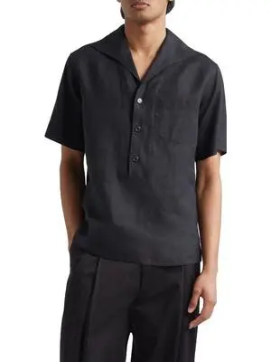 Dolce & Gabbana Short Sleeve Linen Shirt - N0000 Black