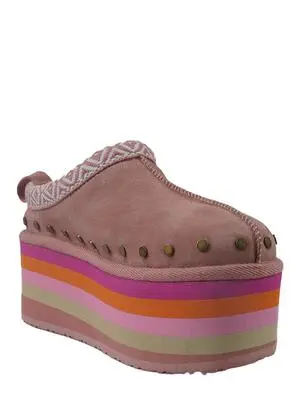 ZIGI Brianne Faux Fur Platform Clog - Pink Suede