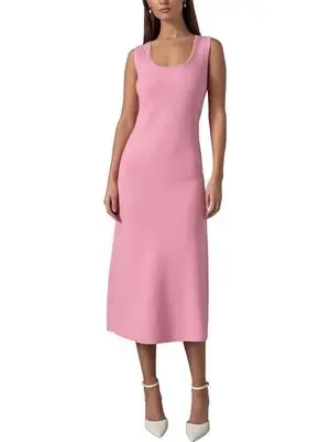 Endless Rose Faux Pearl Knit Midi Dress - Pink