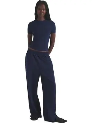 SKIMS SKIMS Cotton Jersey Wide Leg Pant Navy