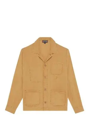 Vilebrequin Linen Overshirt Mineral Dye Color Jacket Corentin - Brown