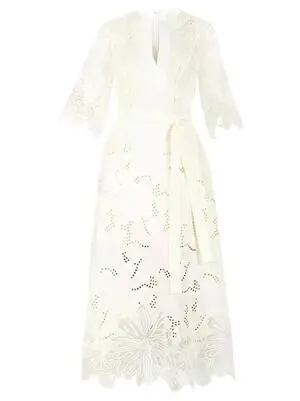 Elie Saab Embroidered Midi Dress - White