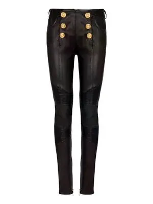 Balmain Leather Trousers - Black