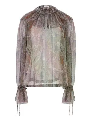 Saint Laurent Paisley-print Blouse - Neutrals