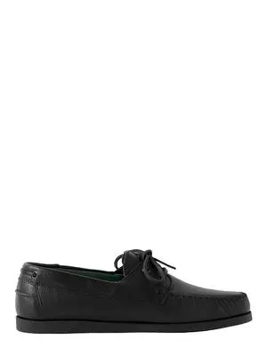 VINNY'S Boatman Full-grain Leather Boat Shoes - Black