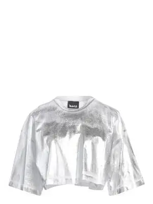 DISCLAIMER Metallic Crop T-shirt - Silver