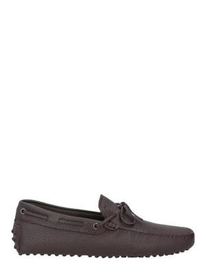 TOD'S TOD'S Pebbled Leather Driving Loafers Plum