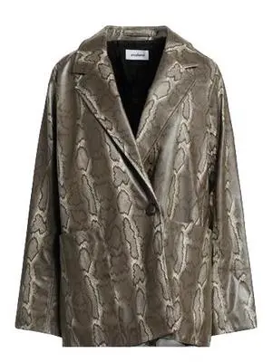 SOULLAND Snakeskin-print Double-breasted Blazer - Green