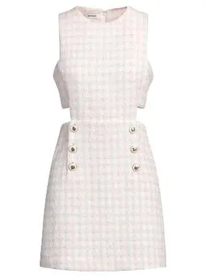 Sandro Mini Flared Checked Tweed Dress - Pink