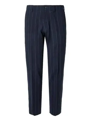Mr P. Philip Tapered Pinstriped Wool-blend Seersucker Suit Trousers - Blue