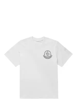 Moncler Logo-print Appliquéd Cotton-jersey T-shirt - White