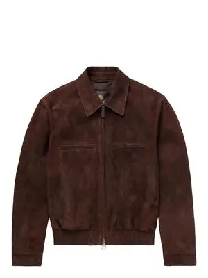 Loro Piana Kane Rain System® Suede Bomber Jacket - Brown