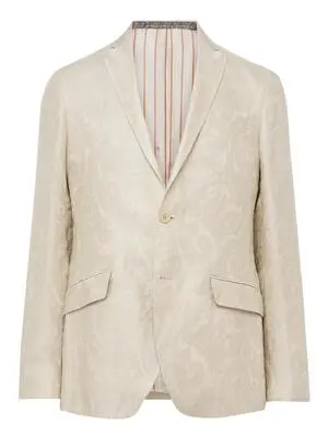 Etro Paisley-jacquard Linen-blend Suit Jacket - Neutrals
