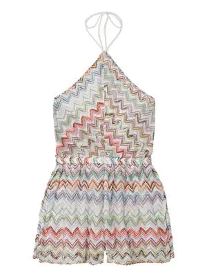 Missoni Metallic Crochet-knit Halterneck Playsuit - Multi