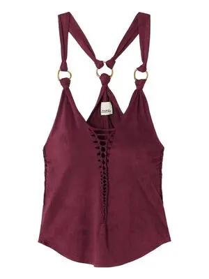 Isabel Marant Sakina Embellished Brushed-jersey Tank - Burgundy