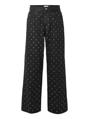 HAIKURE Bonnie Embellished Straight-leg Jeans - Black