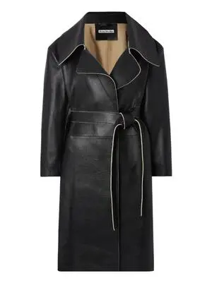 Acne Studios Belted Leather Coat - Black