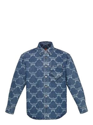 Mcm Lauretos Monogram Denim Shirt - Blue