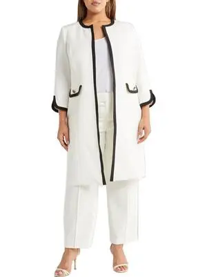 KASPER Long Topper Jacket - Vanilla Ice/ Black