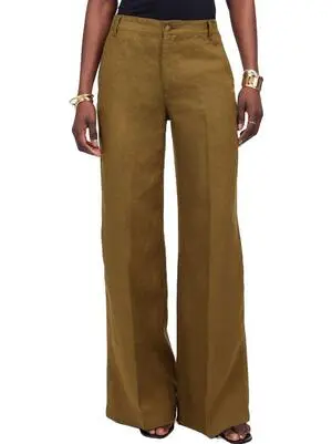 Madewell Zoe Relaxed Wide-leg Linen Pants - Safari Khaki