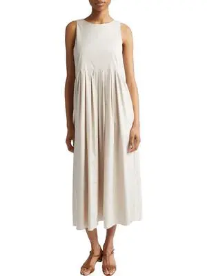 Max Mara Moira Pleated Sleeveless Dress - Ecru