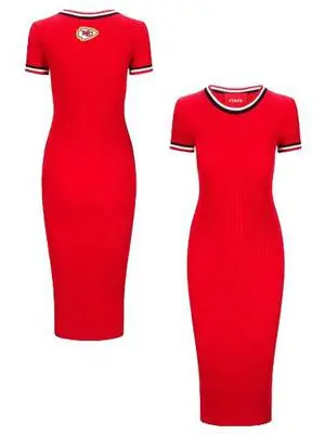Staud Kansas City Chiefs Short Sleeve Knit Dress - Red