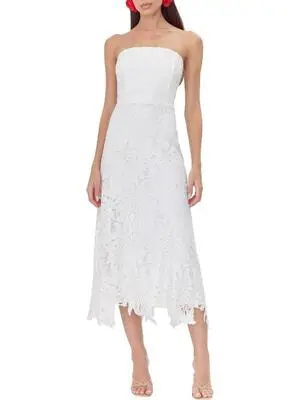 Adelyn Rae Jessika 3d Lace Strapless Midi Dress - White
