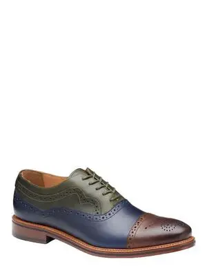 Johnston & Murphy Johnston & Murphy Conard 2.0 175th Wingtip Oxford Tan/navy/green Oiled