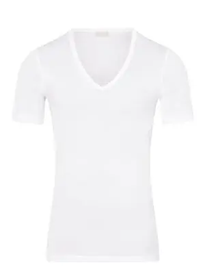 Hanro Cotton Pure Fitted Cotton V-neck T-shirt White