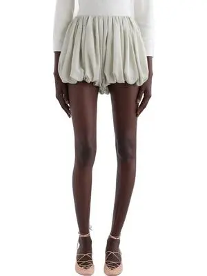 Chloé Flowy Bubble Silk & Wool Shorts - Clear Green