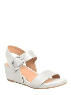 SOFFT Vaya Ankle Strap Wedge Sandal - Silver/ Stone