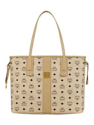 Mcm Medium Liz Reversible Shopper - Beige+black Logo