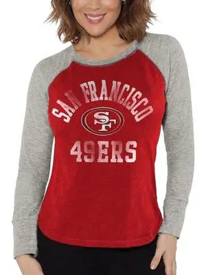 G-III 4HER BY CARL BANKS San Francisco 49ers Waffle Knit Raglan Long Sleeve T-shirt - Scarlet