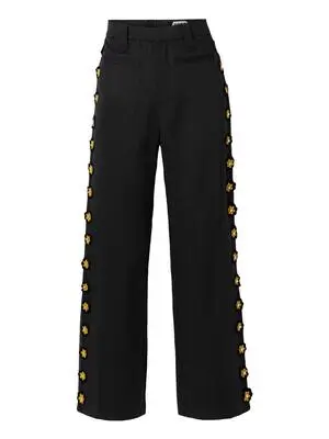 BODE Abilene Studded Appliquéd Twill Straight-leg Pants - Black