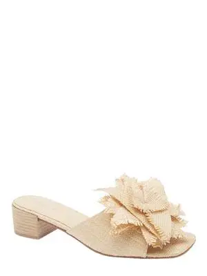 CHOCOLAT BLU Raffia Sandal With Floral Embellishment - Natural Raffia