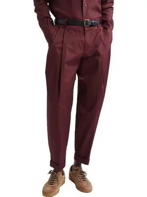 Dolce & Gabbana Double Pleat Cropped Stretch Cotton Pants - Dark Violet