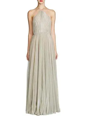 Halston Marisol Metallic Gown - Pewter