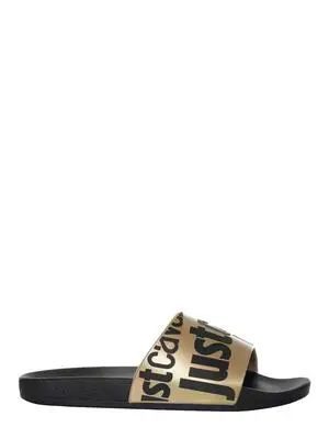 Just Cavalli Logo-print Slides - Gold