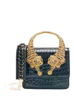 Roberto Cavalli Roar Crocodile-print Mini Bag - Blue
