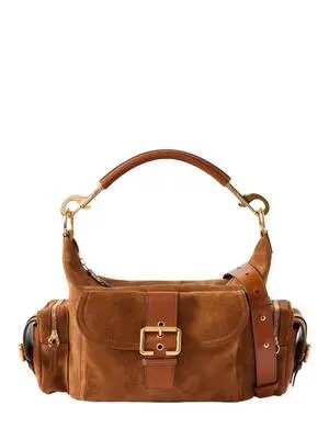 Chloé Chloé Leather-Trimmed Suede Camera Shoulder Bag Tan