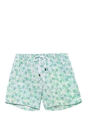 BARBA NAPOLI Floral-print Swim Shorts - Green