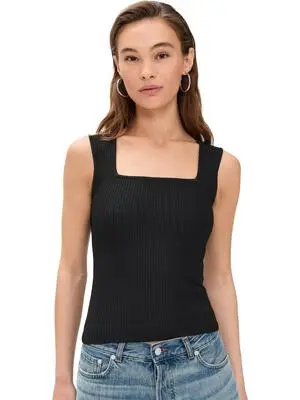 DL1961 Square Neck Ribbed Knit Top