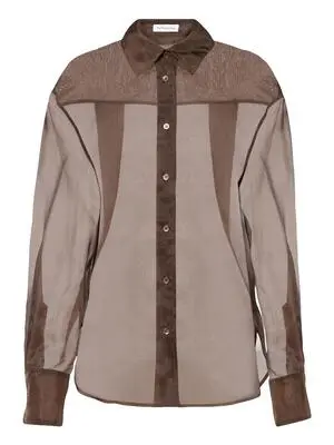 THE FRANKIE SHOP The Frankie Shop Peri Sheer Silk-Blend Shirt Brown